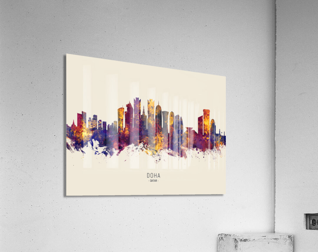 Doha Qatar Skyline by Michael Tompsett Wall Art