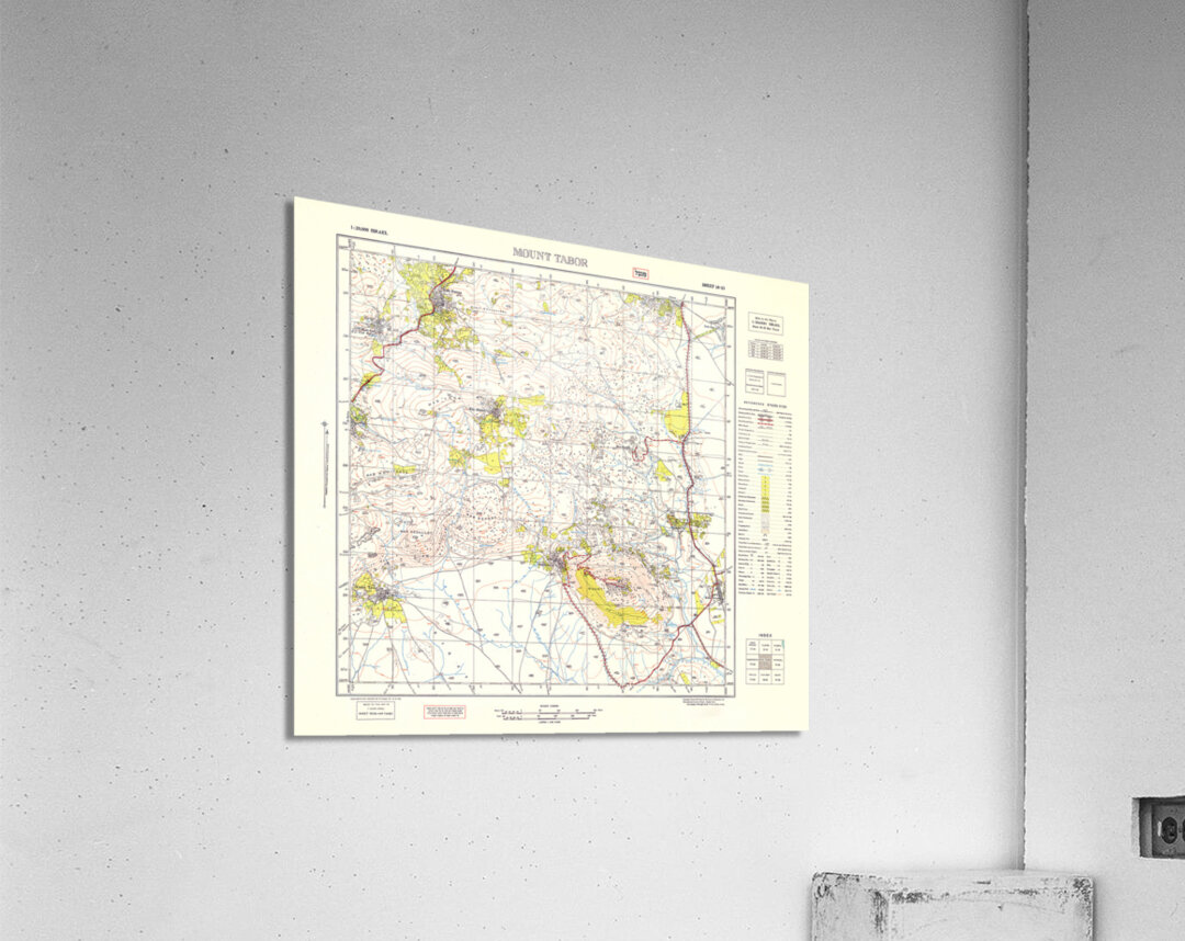 1953 Map of Mount Tabor – Holy Land Topographical Survey Highlighting ...