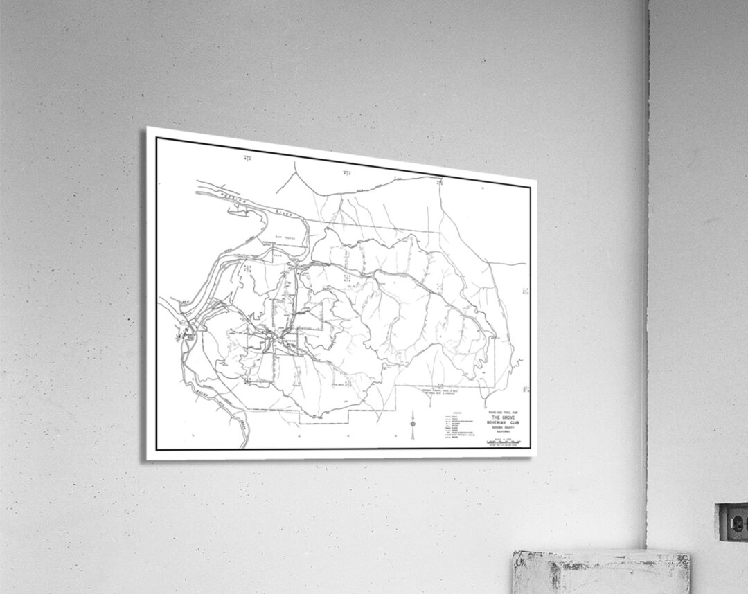 1960 Map of the Bohemian Grove – Mid-Century Private Club Map of Elite ...