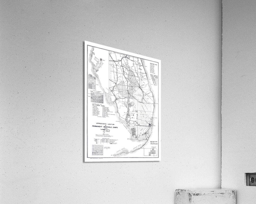 1930 Seminole Indian Camps Map of Florida – Ethnographic Survey Showing ...