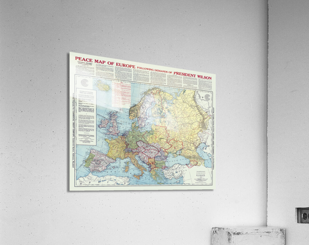 1918 Peace Map of Europe – Post-World War I Vision of European ...