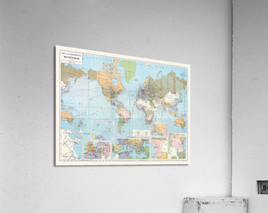 1899 Postal Steamship Route Map of the World – Global Map Depicting ...