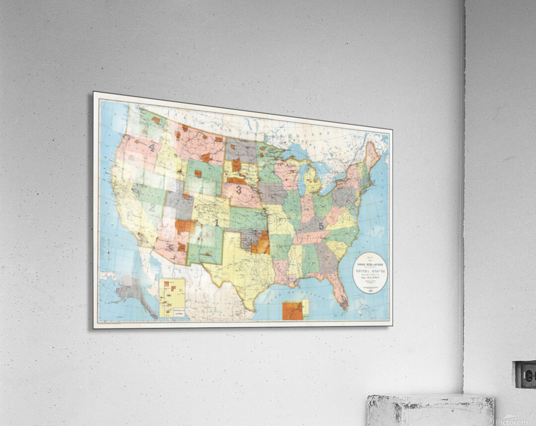 1902 Map of Native American Tribal Reservations in the United States ...