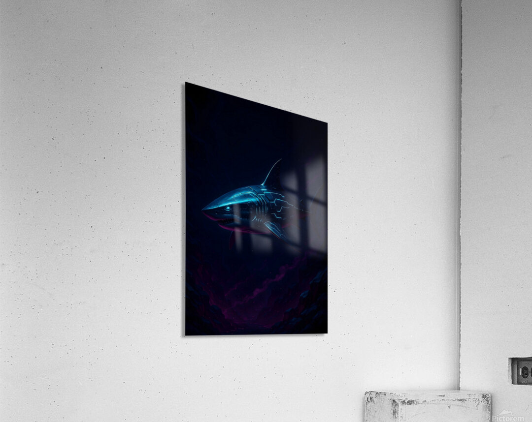 Electric Cyber Hunter Shark of the Glowing Neon Trench by Aaron Potts ...