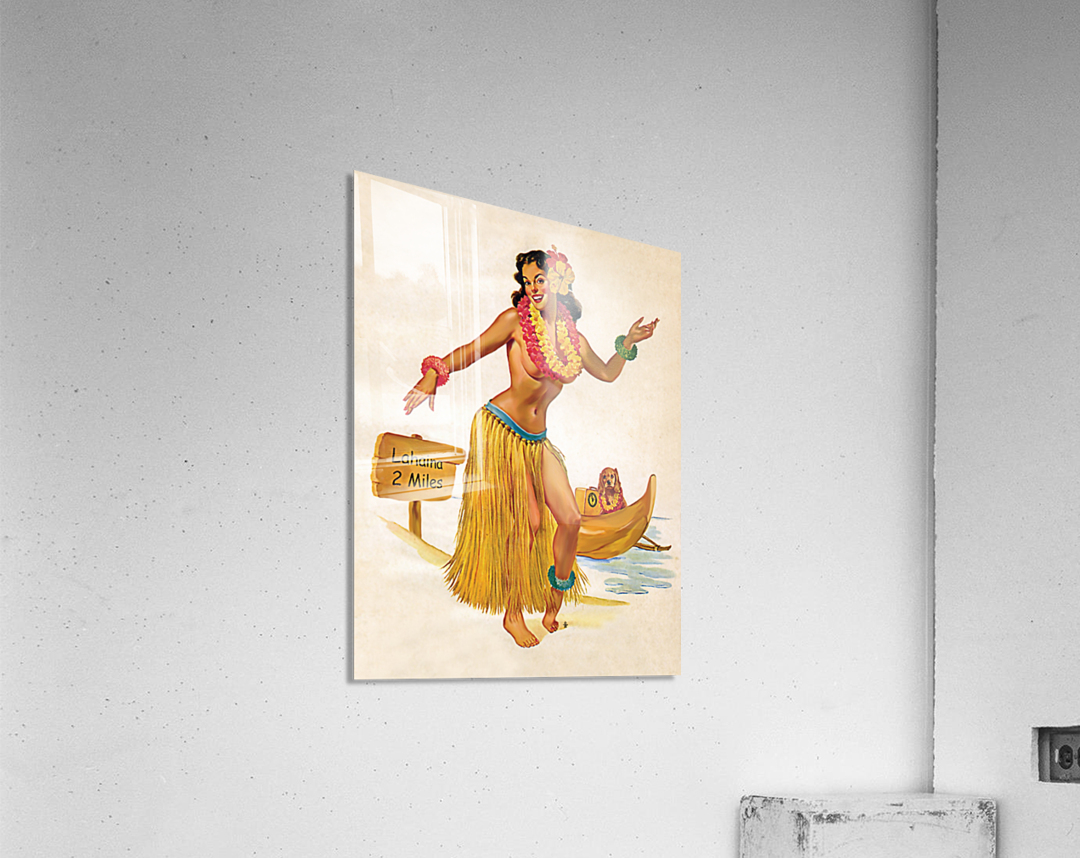 Pinup Hawaiian Hula Girl by vintagesupreme Wall Art