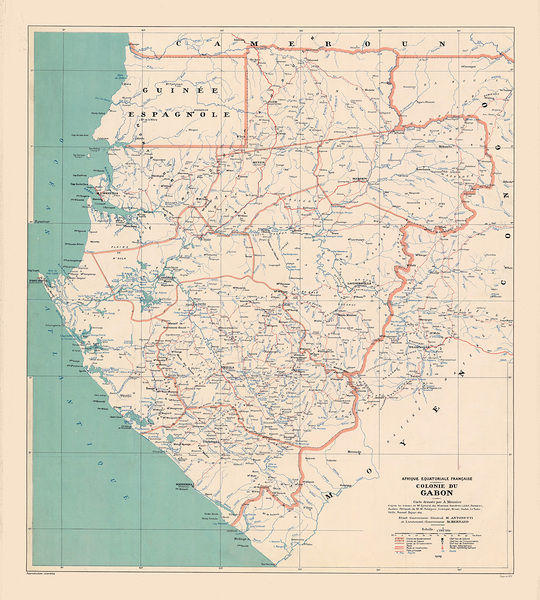 1931 French Colonial Map of Gabon – Early 20th Century Administrative ...