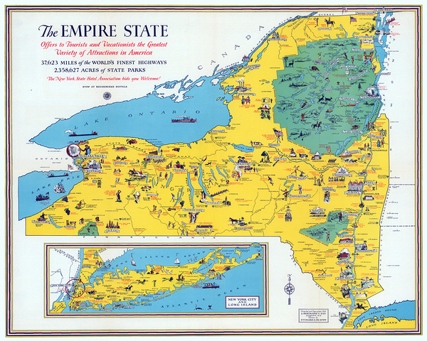 Pictorial Map of Upstate New York by History In Your Home Wall Art