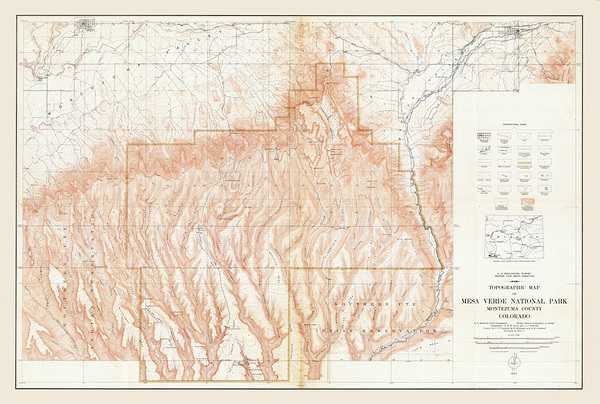 1915 Map of Mesa Verde National Park – Early Archaeological Map ...