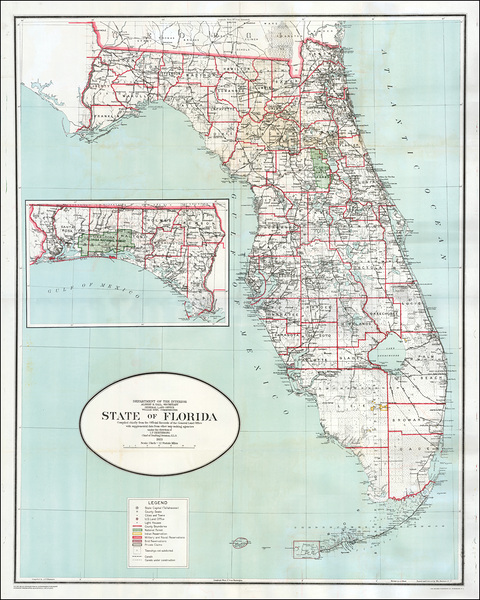1923 General Land Office Map of Florida – Official U.S. Government Map ...