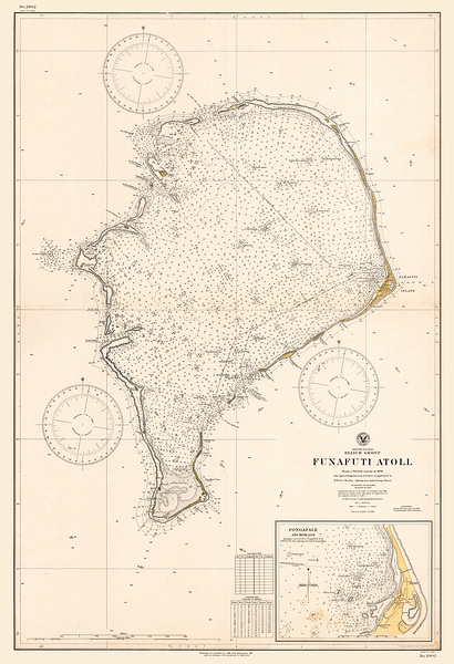 1896 Map of Funafuti Atoll Tuvalu – Vintage Pacific Ocean Scientific ...