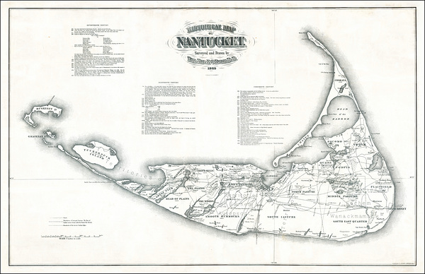 1869 Historical Map of Nantucket Massachusetts – Vintage 19th Century ...