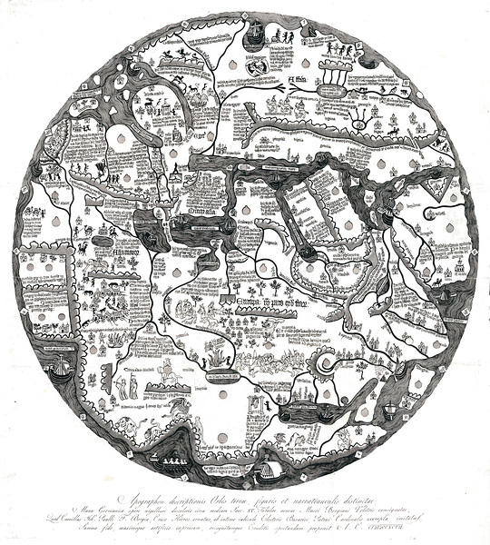 15th Century Borgia Mappa Mundi World Map Showing Medieval ...