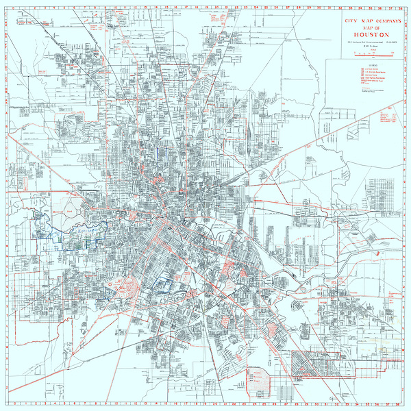 1950 Map of Houston Texas by History In Your Home Wall Art