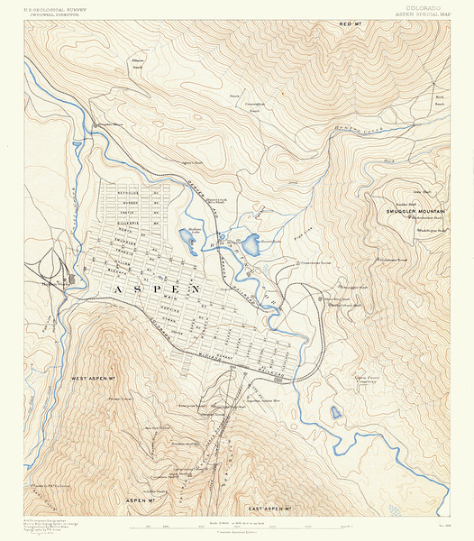 1898 Map of Aspen Colorado – Vintage Mining Town Map Reproduction ...