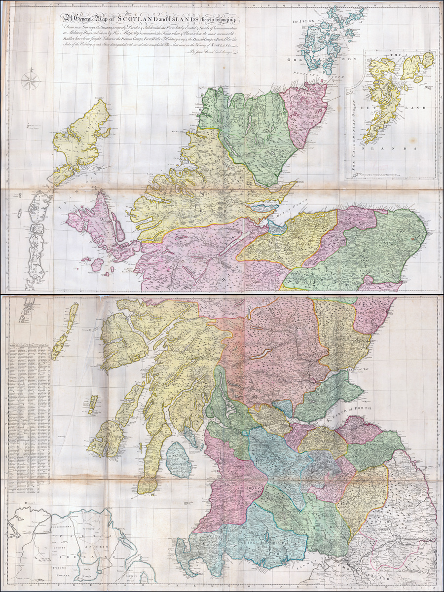 1750 James Dorret Map of Scotland – Foundational Scottish Map Showing ...