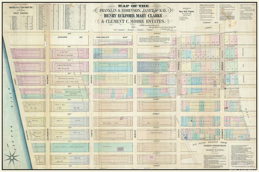 1869 Map of the Chelsea Neighborhood in Manhattan New York City Showing ...