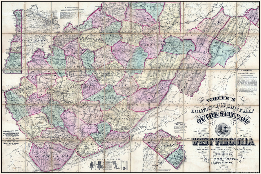 1875 Map of West Virginia – Historical County and District Chart ...