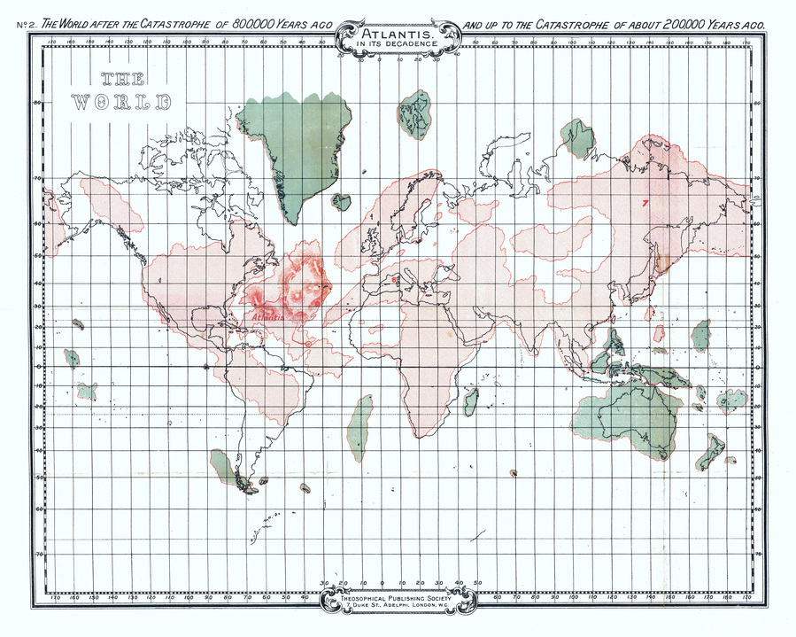 1906 Map of Atlantis – Early 20th Century Speculative Map Depicting the ...