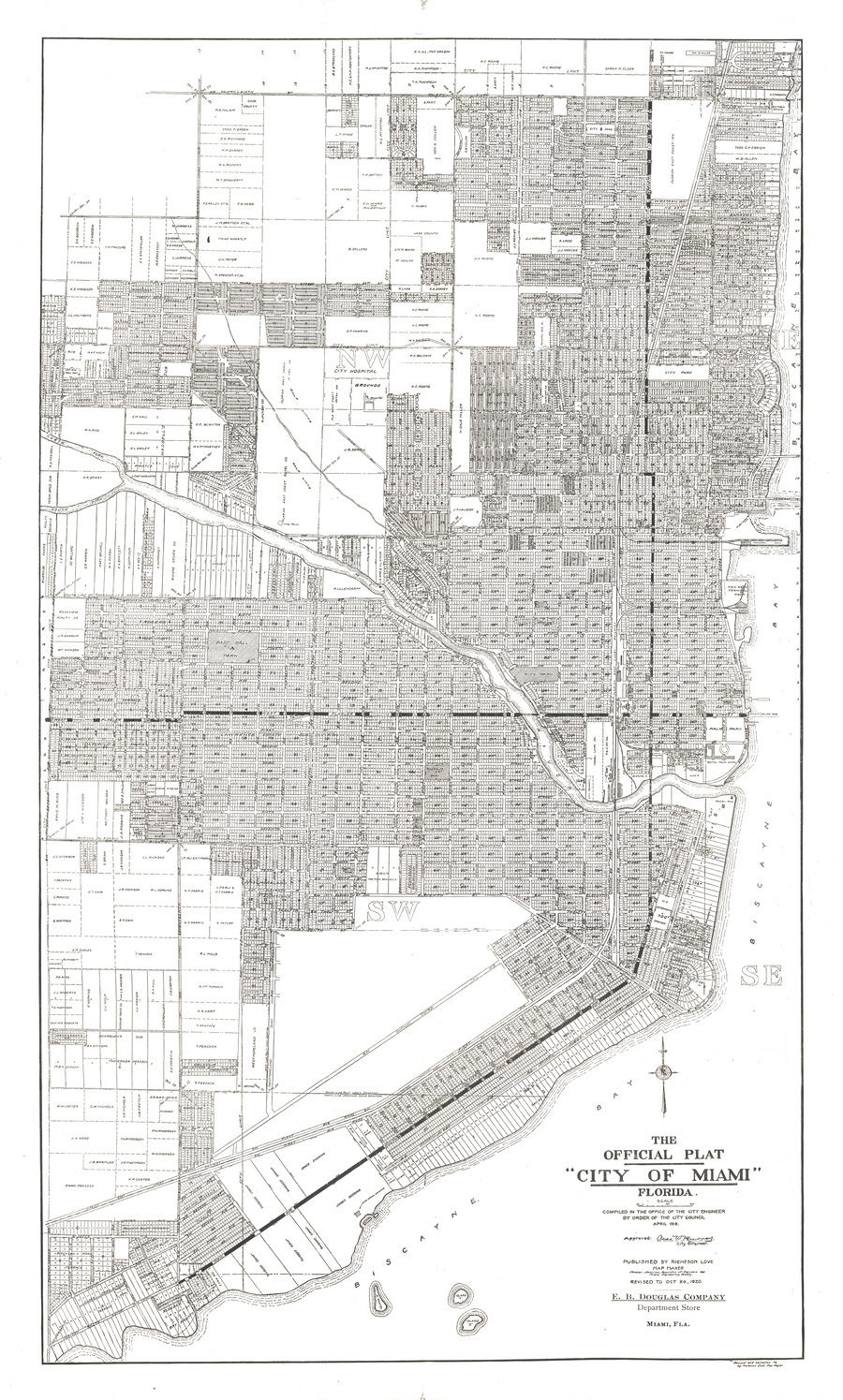 1920 Map of Miami Florida – Early 20th Century Urban Development Map ...