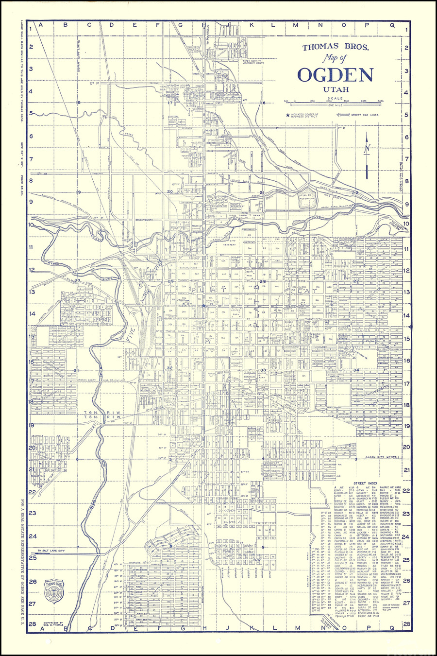 1920 Map of Ogden Utah – Historic Early 20th Century City Map of a ...