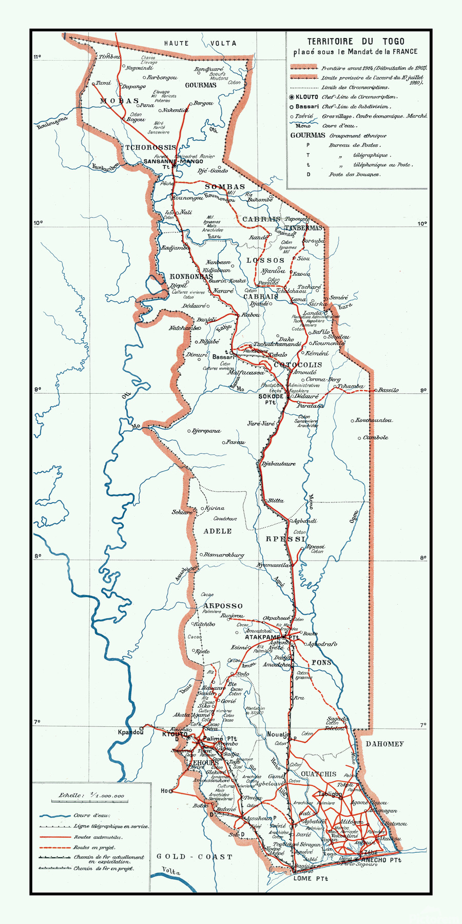 1925 Map of Togo – Vintage Colonial-Era West Africa Map | Historic ...