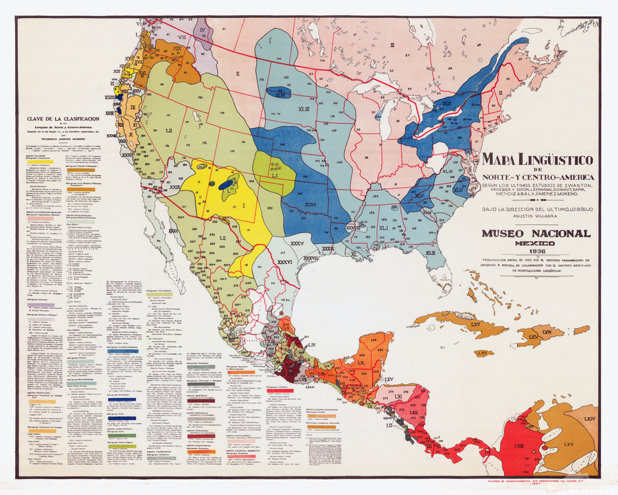 Indigenous Languages Map of North and Central America – Vintage ...