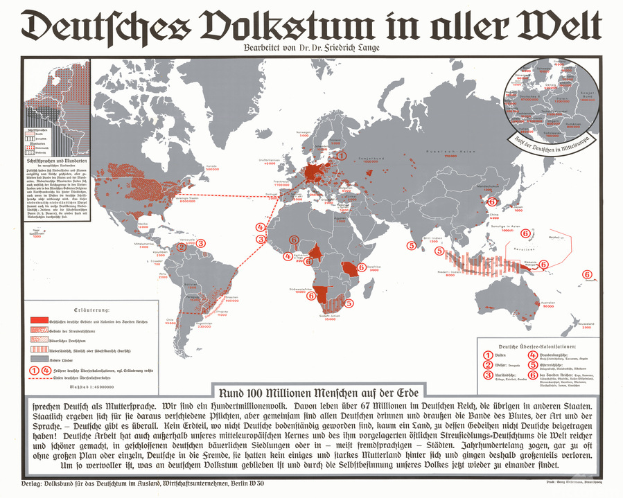 1938 German Nazi Propaganda Map of the World – Pre-WWII Global Map ...