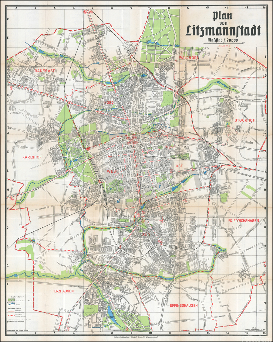 1942 Map of the Litzmannstadt Ghetto – Holocaust-Era German Map of the ...