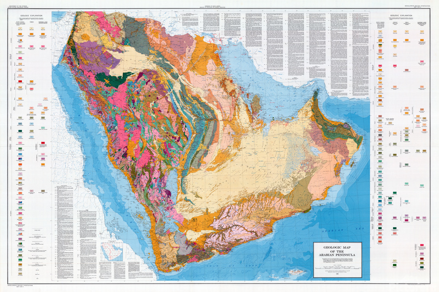 Geological Map of the Arabian Peninsula – Vintage Scientific Survey ...