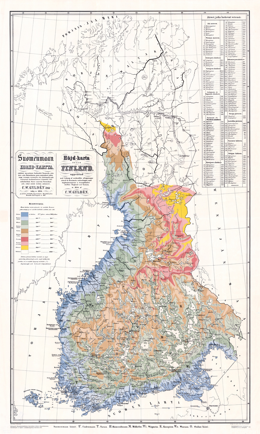 1972 Physical Map of Finland – Vintage Scandinavian Topographical Map ...