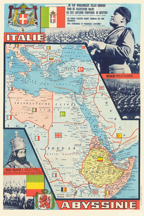 1935 Map of Abyssinia – Italo-Ethiopian War Era Map Depicting Ethiopia ...