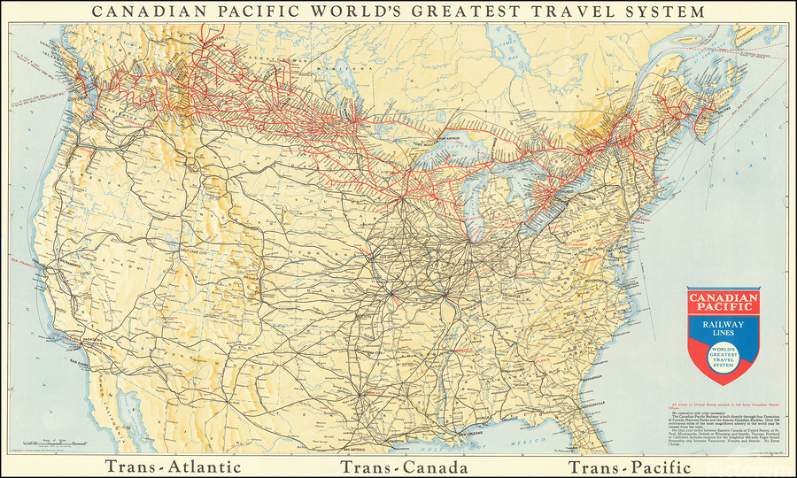 1931 Map of the Canadian Pacific Railway – Historic Transportation Map ...