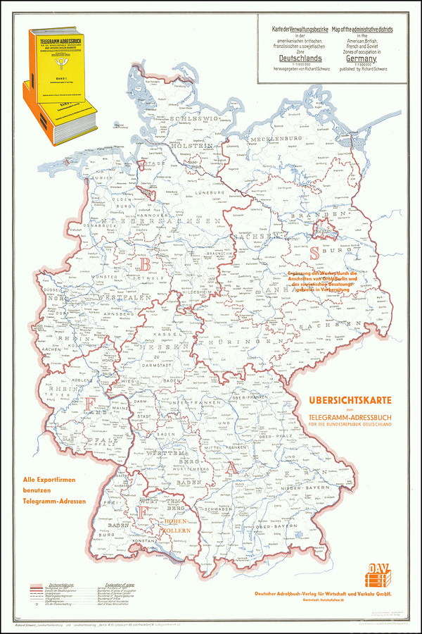 1948 Political Map of Germany Showing Post-WWII Occupation Zones ...