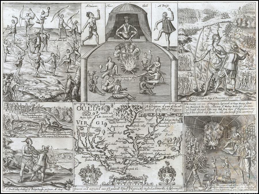 1624 John Smith Map of Ould Virginia by History In Your Home Wall Art
