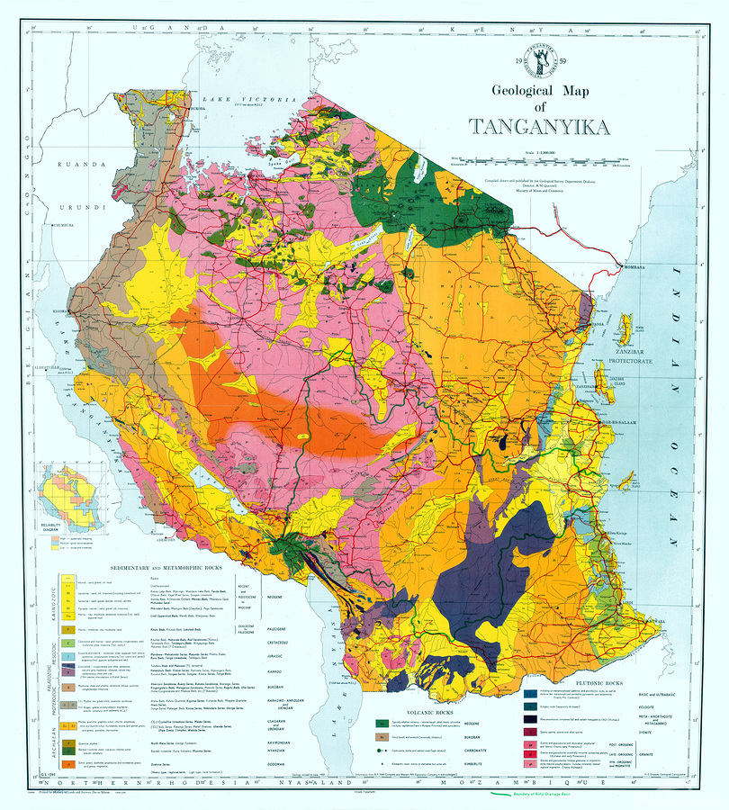 Geological Map of Tanzania Showing Rift Valley Features Volcanic ...