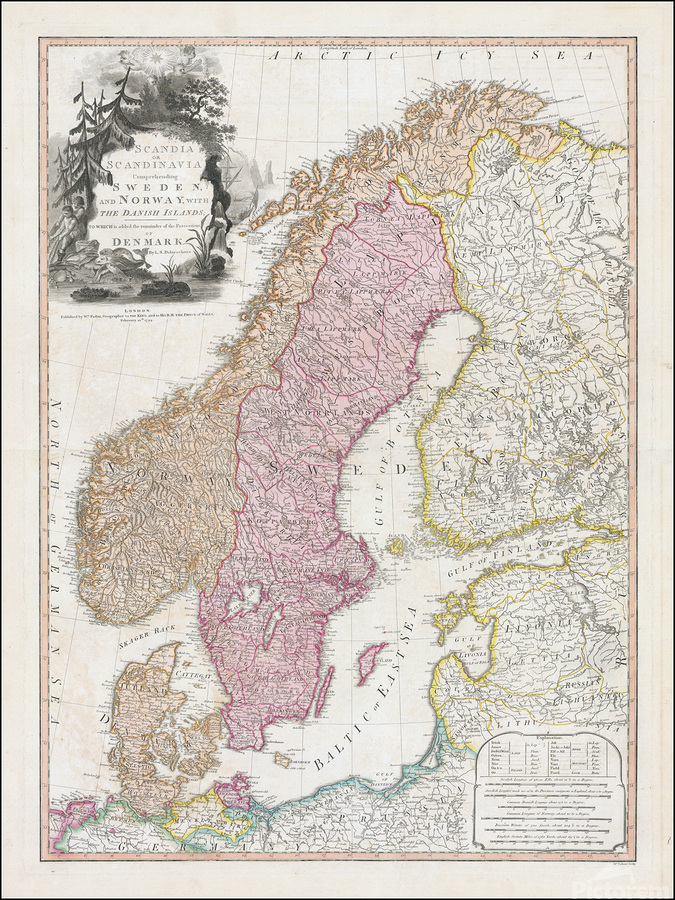 1794 Map of Scandinavia – Late 18th Century Northern Europe Map ...