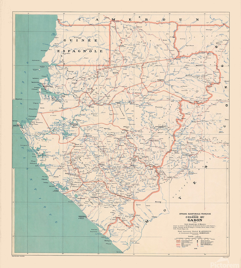 1931 French Colonial Map of Gabon – Early 20th Century Administrative ...