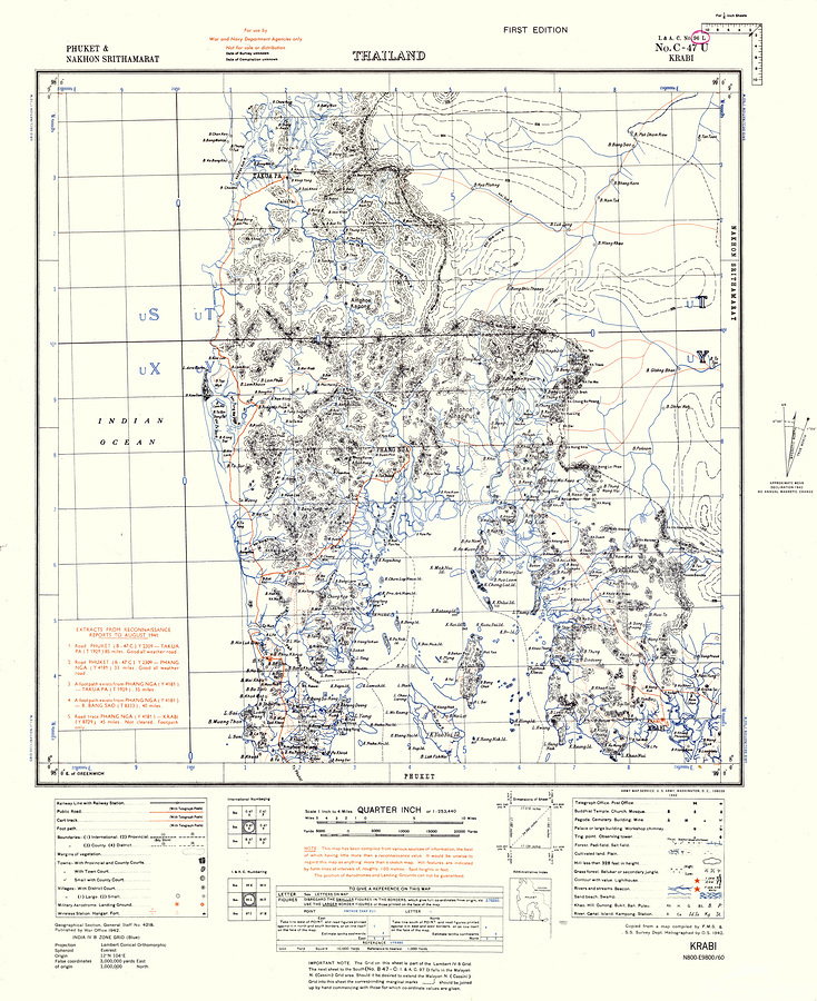 1942 Map of Phuket Thailand – WWII-Era Southeast Asia Map Showing ...