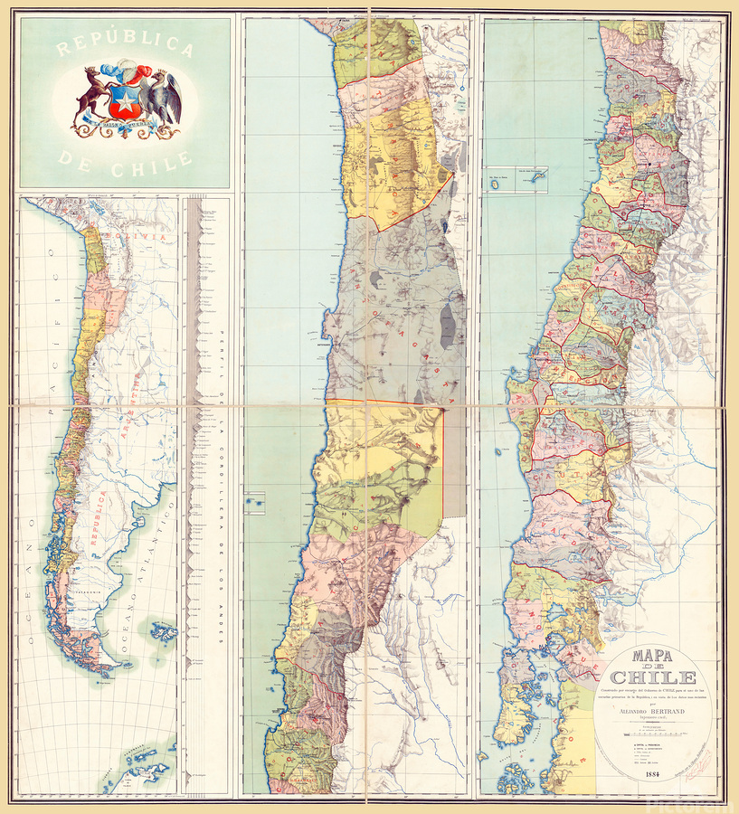 1884 Map of the Republic of Chile – Historic 19th Century South ...