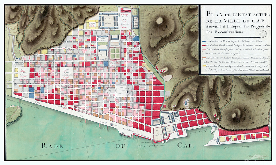 1800 Map of Cap Haitien Haiti Showing Colonial Urban Layout and Harbor ...