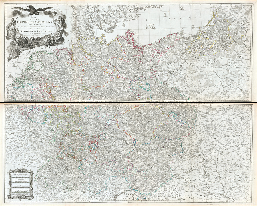 1794 Map of the German Empire by History In Your Home Wall Art