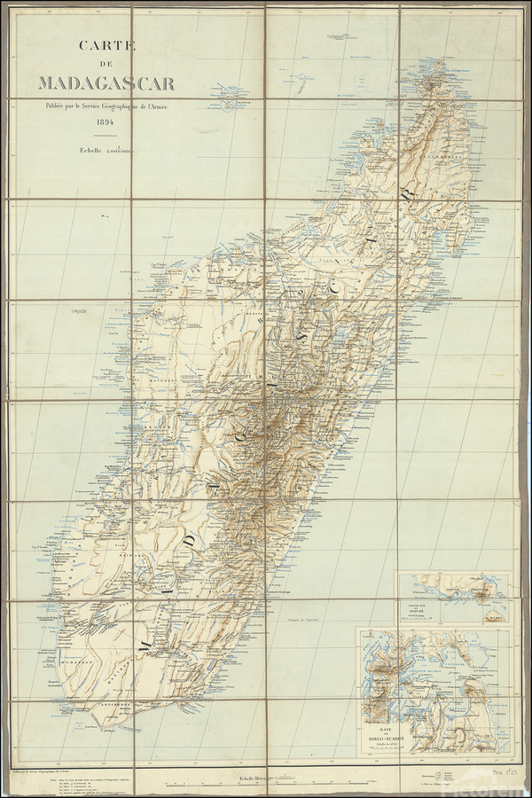 1894 Map of Madagascar Showing Coastal Settlements Tribal Regions and ...
