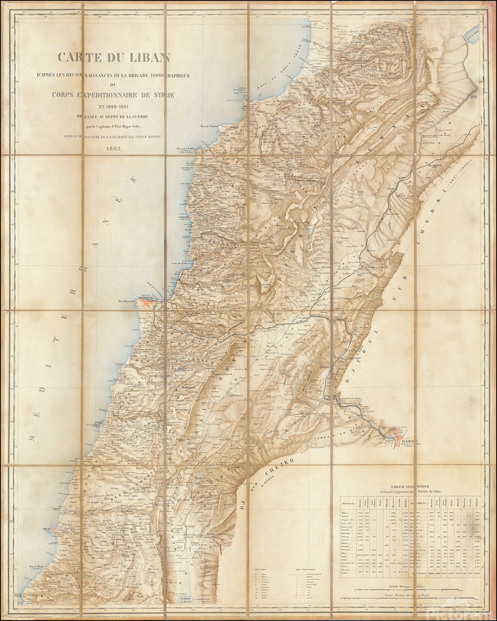 1904 Map of Lebanon Depicting Ottoman-Era Administrative Divisions and ...