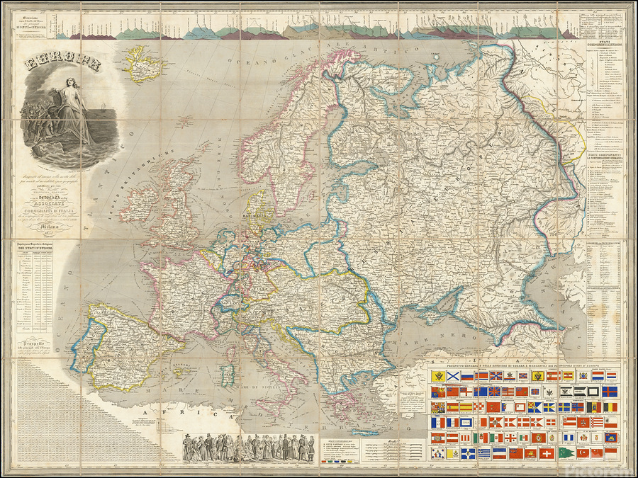 1857 Map of Europe by History In Your Home Wall Art