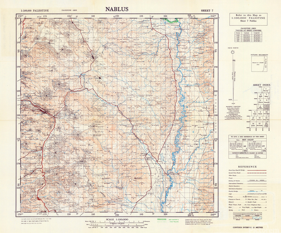 1942 Map of Nablus – Historic British Mandate Survey of a Prominent ...