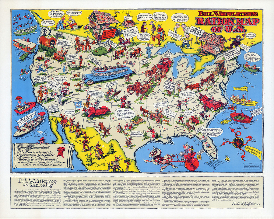 1944 Pictorial Ration Map of the United States – World War II Era Map ...