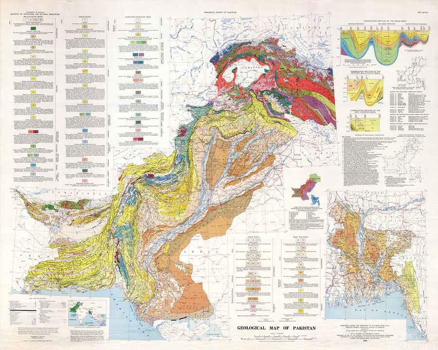 Geological Map of Pakistan Showing Major Fault Systems Stratigraphy and Tectonic Structures from ...