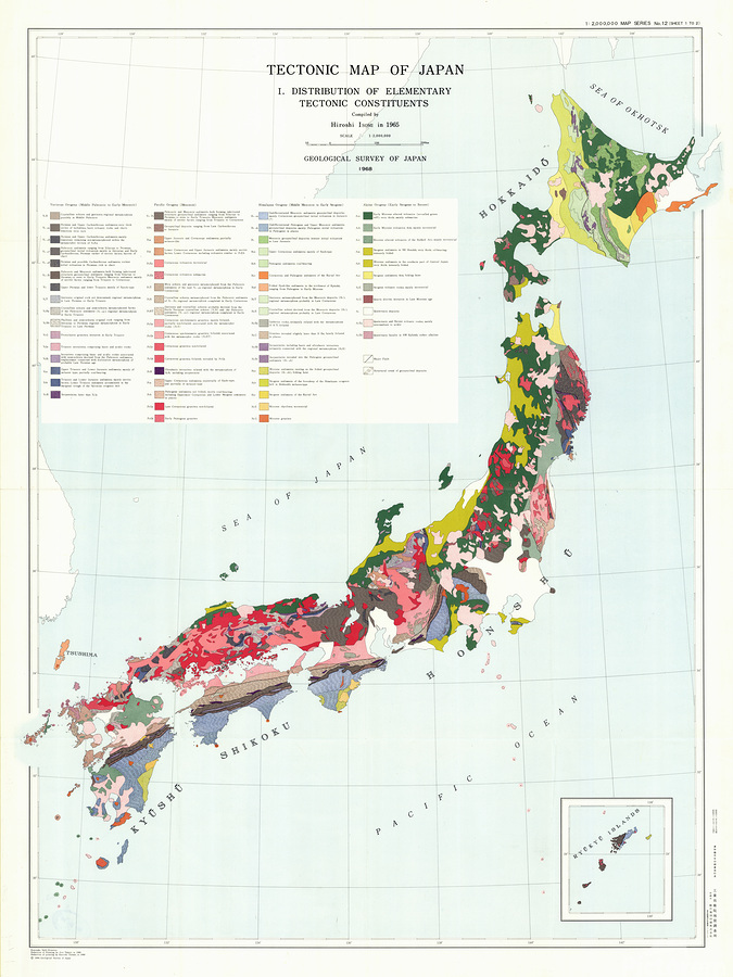 Geological Map of Japan Depicting Tectonic Plates Earthquake Zones ...