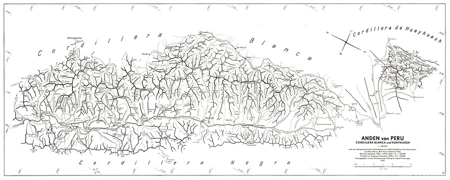 Detailed Map of the Peruvian Andes Highlighting the Cordillera Blanca ...