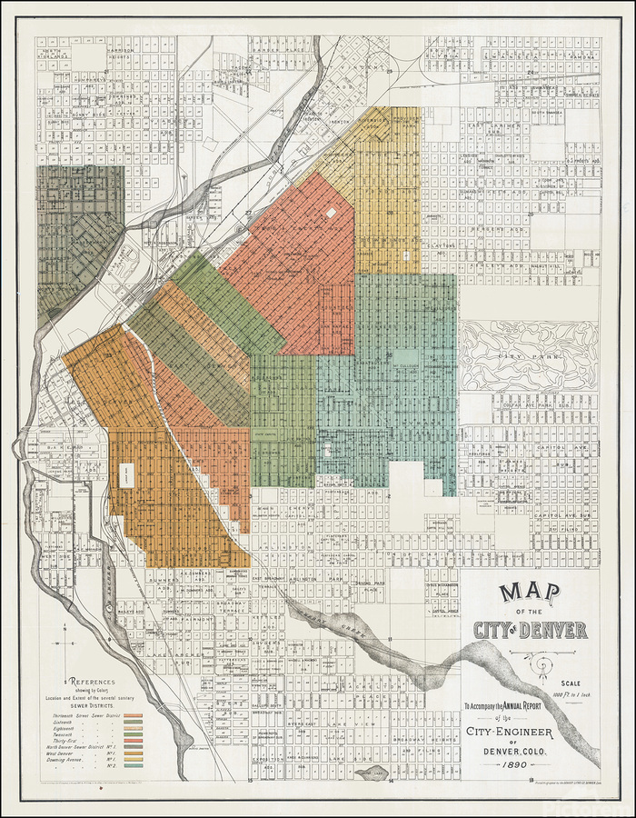 1890 Map of the City of Denver Colorado – Historic Urban Cartography of ...